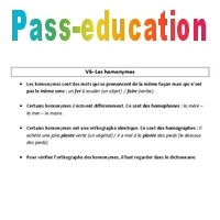 Homonymes - Cours, Leçon - Vocabulaire : Primaire 5 - PDF à imprimer