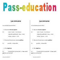 Contraires - Cours, Leçon - Vocabulaire : Primaire 3 - PDF à imprimer