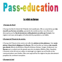 Le relief en Europe - leçon géographie : Primaire 4, 5 - PDF à imprimer