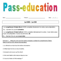 COD - COI - Complément d’objet - Direct - Indirect - Exercices ...