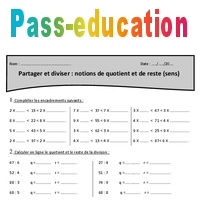 Partager et diviser - Notions de quotient et de reste - Exercices sens ...