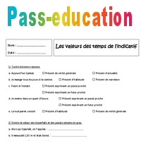 Valeurs des temps - Indicatif - Révisions : Secondaire 1 - PDF à imprimer