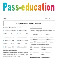Comparer les nombres décimaux - Exercices avec correction : Primaire 6 ...