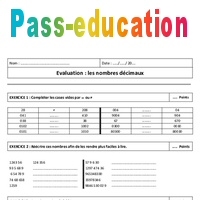 Connaitre et écrire les nombres décimaux - Examen Evaluation : Primaire ...