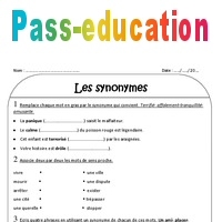Synonymes - Exercices : Primaire 3 - PDF à imprimer