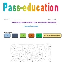 Passé composé - Coloriage magique : Primaire 3 - PDF à imprimer
