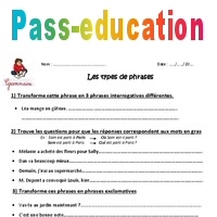 Types de phrases - Exercices : Primaire 4 - PDF à imprimer
