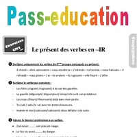 Le présent des verbes en - ir - Exercices, révisions : Primaire 5 - PDF ...