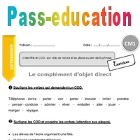 Complément d’objet direct - Exercices : Primaire 4 - PDF à imprimer