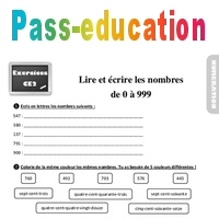 Lire et écrire les nombres de 0 à 999 - Exercices : Primaire 3 - PDF à ...