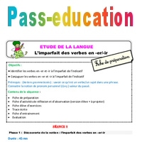 L’imparfait des verbes en - er/ - ir - Étude de la langue - Fiche de ...