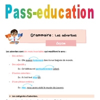 Les adverbes - Cours, Leçon de grammaire : Primaire 4 - PDF à imprimer