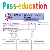 Soustraire des nombres décimaux - Évaluation de calcul : Primaire 5 ...