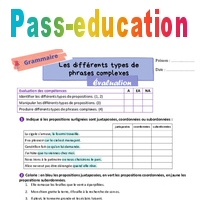 Les différents types de phrases complexes - Examen Evaluation de ...