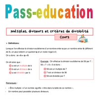 Multiples, diviseurs et critères de divisibilité - Cours de : Primaire ...
