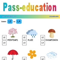 Colorie LE ou LA - Les 4 saisons - Lecture : Maternelle 2 - PDF à imprimer